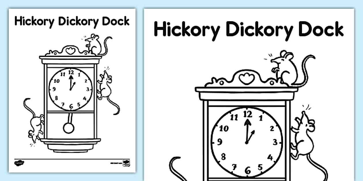 Hickory Dickory Dock Coloring Page (Teacher-Made) - Twinkl