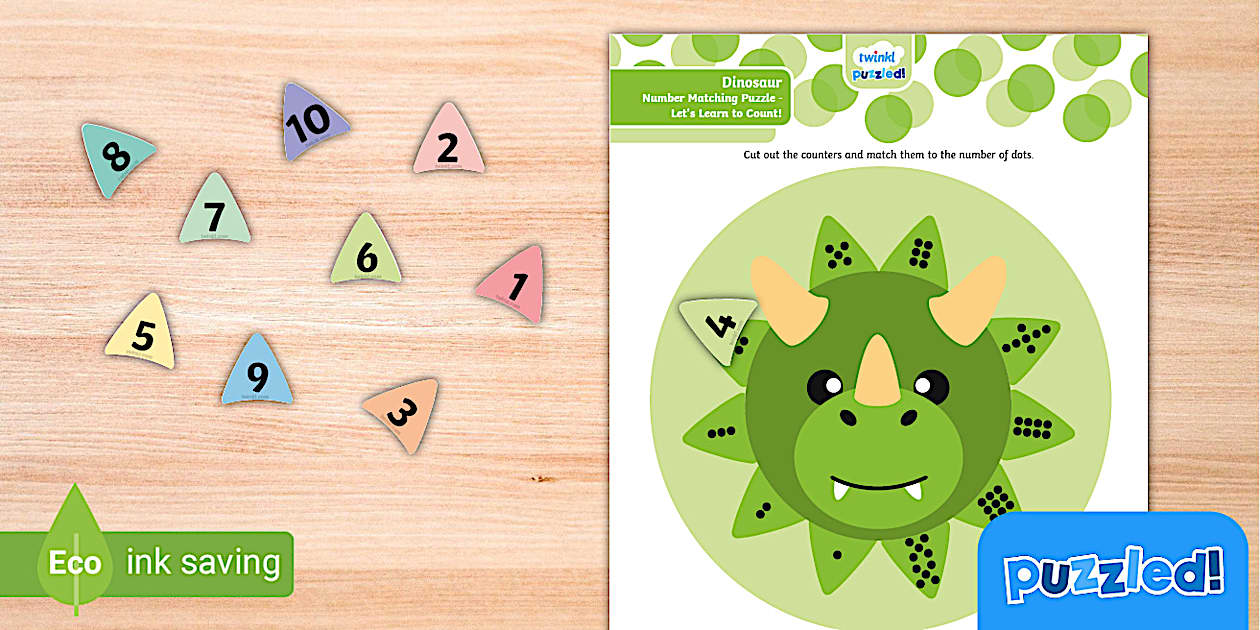 Let's Learn to Count! Dinosaur Number Puzzle (teacher made)