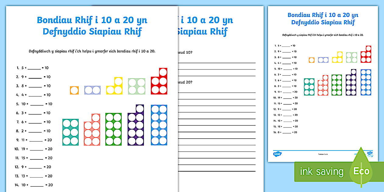 Bondiau Rhif i 10 | Adnoddau Hanfodol Da i Athrawon a phlant