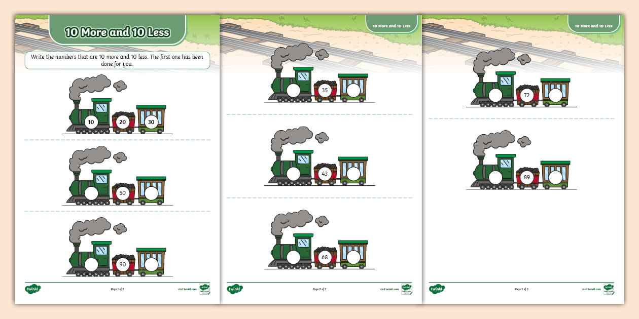 👉 10 More 10 Less Train Activity - KS1 (teacher made)