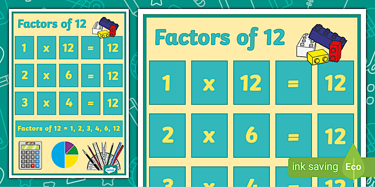 👉 Factors of 12 Display Poster (teacher made) - Twinkl