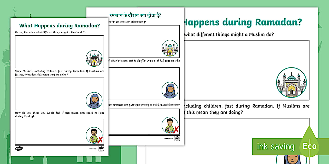 What Happens during Ramadan? Worksheet English/Hindi