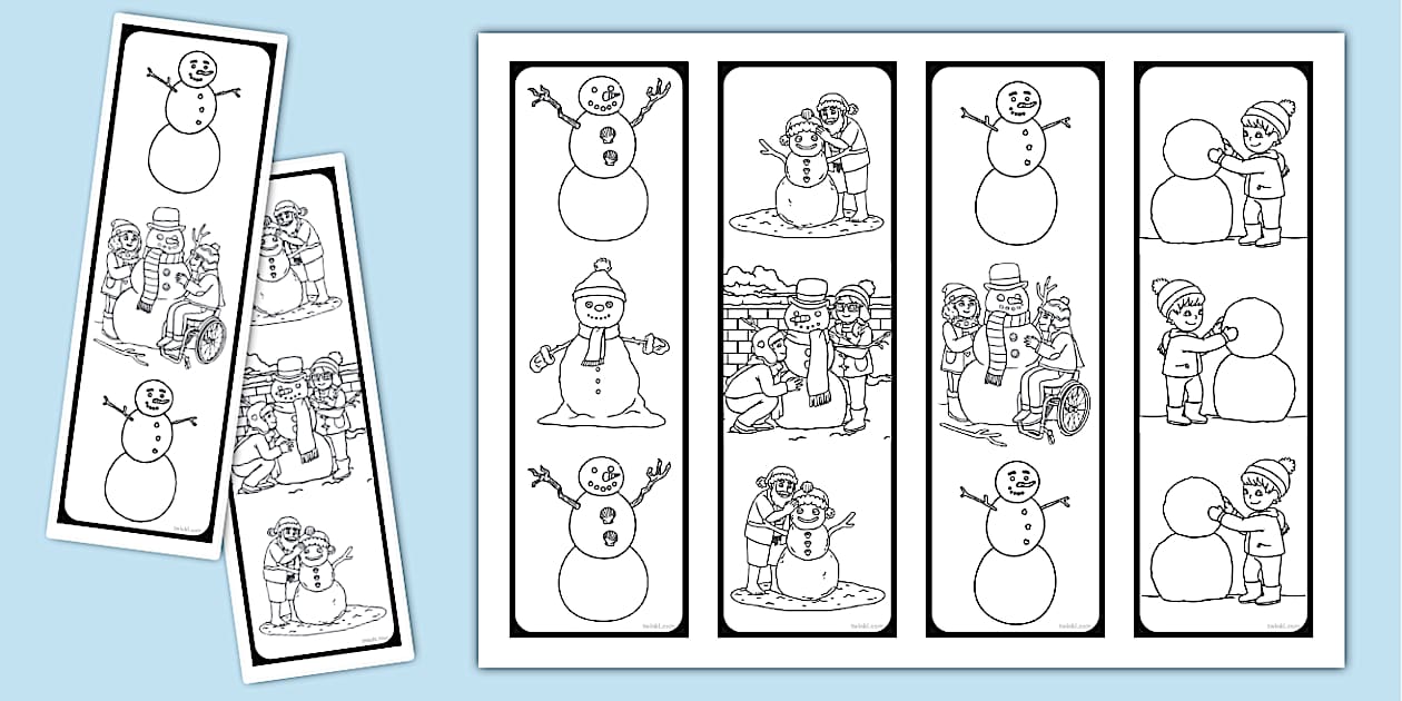 Snowperson Colouring Bookmarks -Twinkl Art (teacher made)