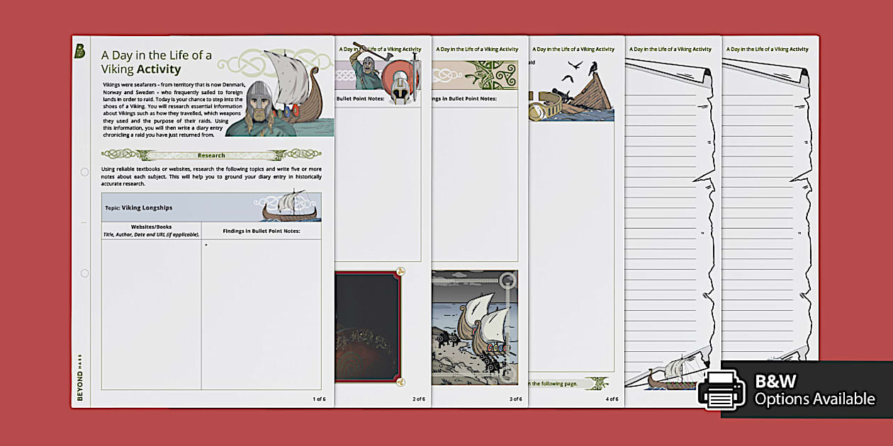 A Day in the Life of a Viking Activity (teacher made)