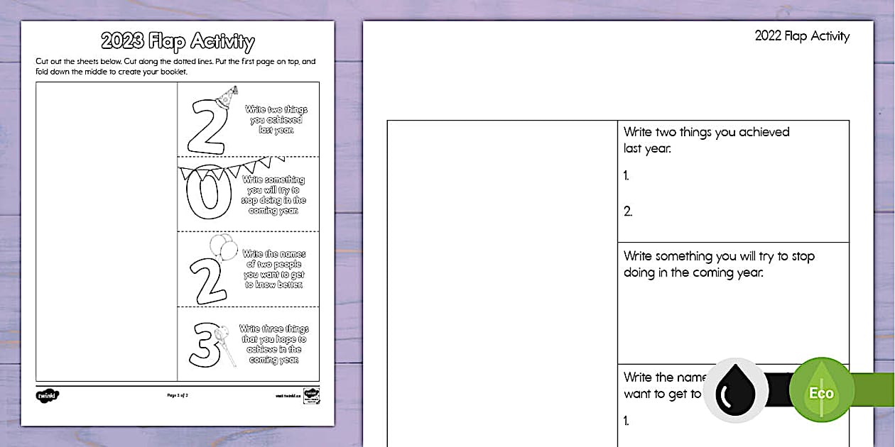 2023 New Year Flap Book Activity