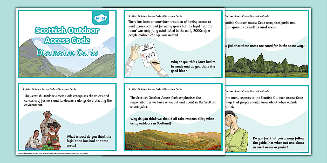 Scottish Outdoor Access Code Discussion Cards - Twinkl