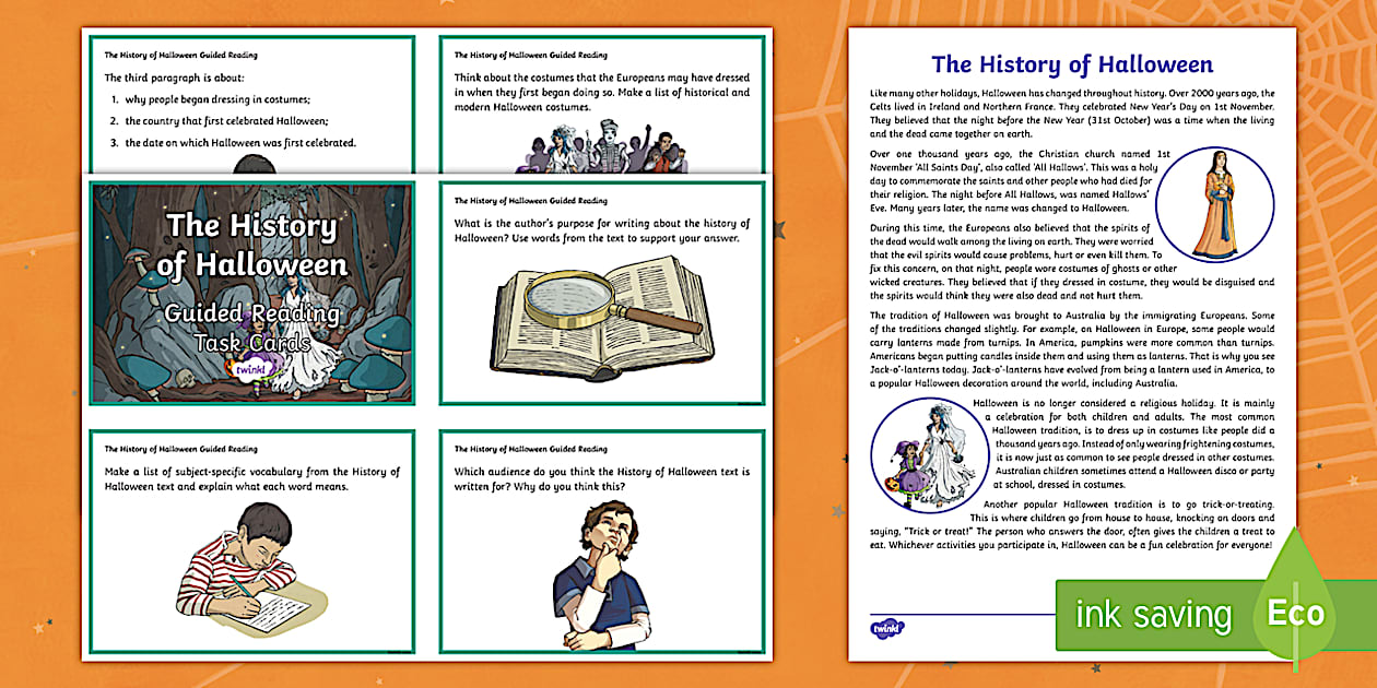 The History of Halloween Fact Sheet and Task Cards Activity Pack