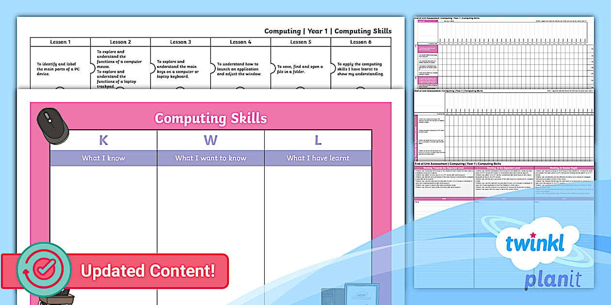 Computing: Computing Skills: Year 1 Assessment Pack - Twinkl