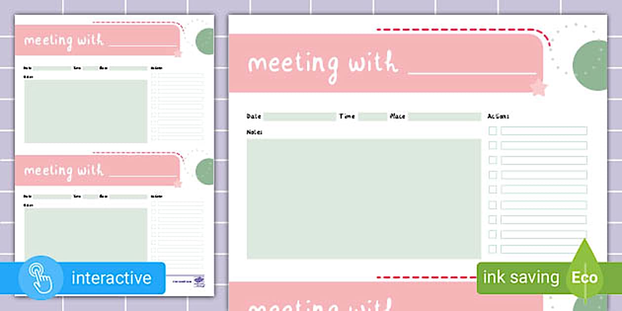 Editable Meeting Notes - Planner Insert (teacher made)