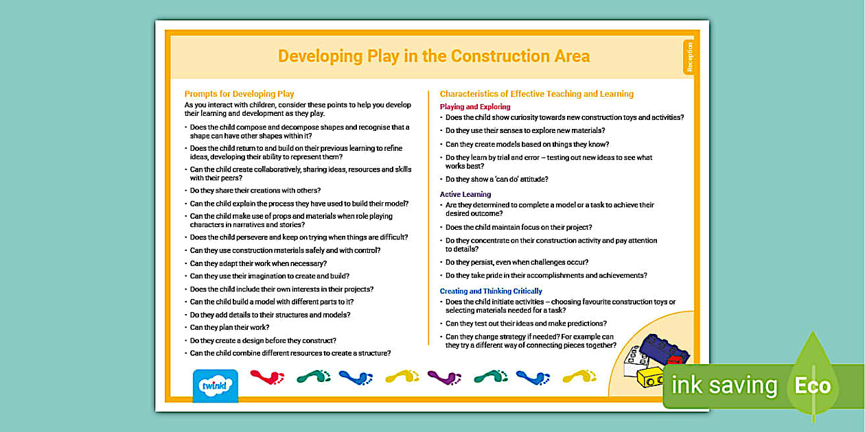 EYFS Construction Area Reception Next Steps Poster | Twinkl