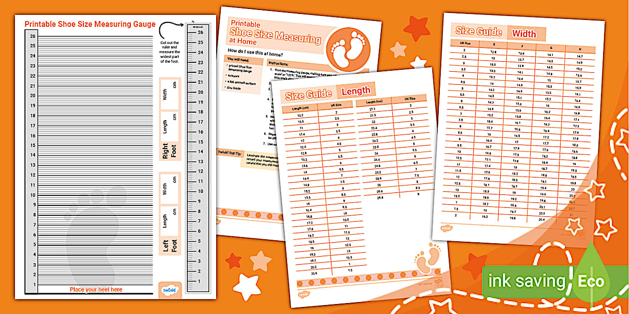 Printable Shoe Size Measuring at Home (Teacher-Made)