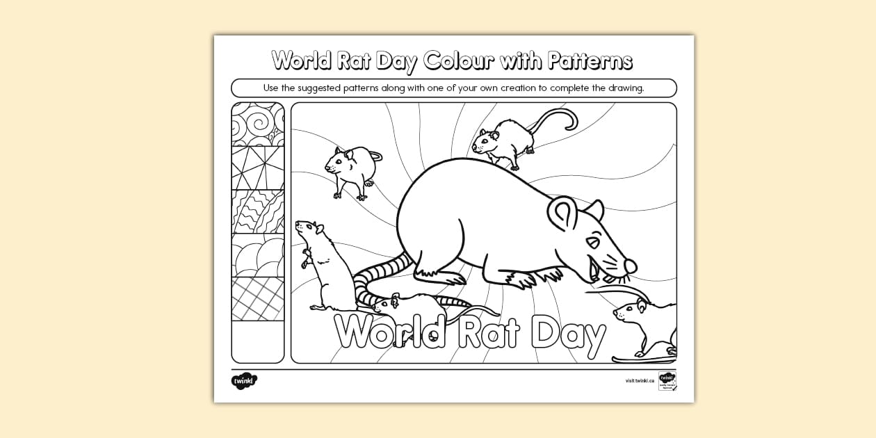 World Rat Day Colour with Patterns Activity (teacher made)