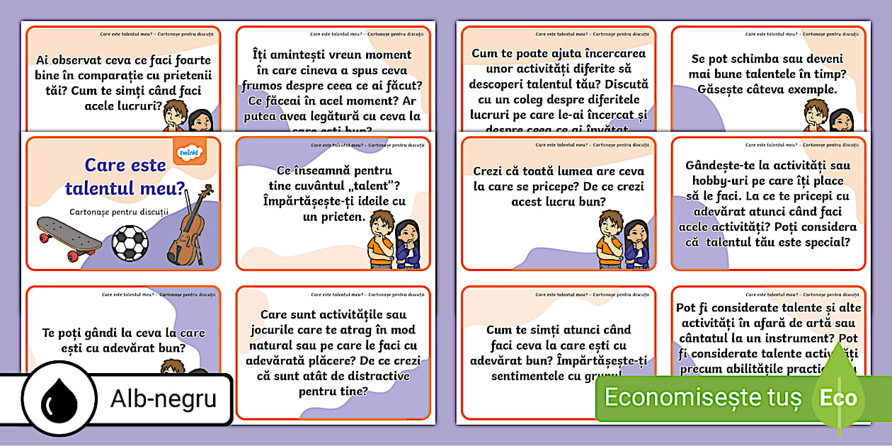 Care este talentul meu? – Cartonașe pentru discuții 6-9 ani