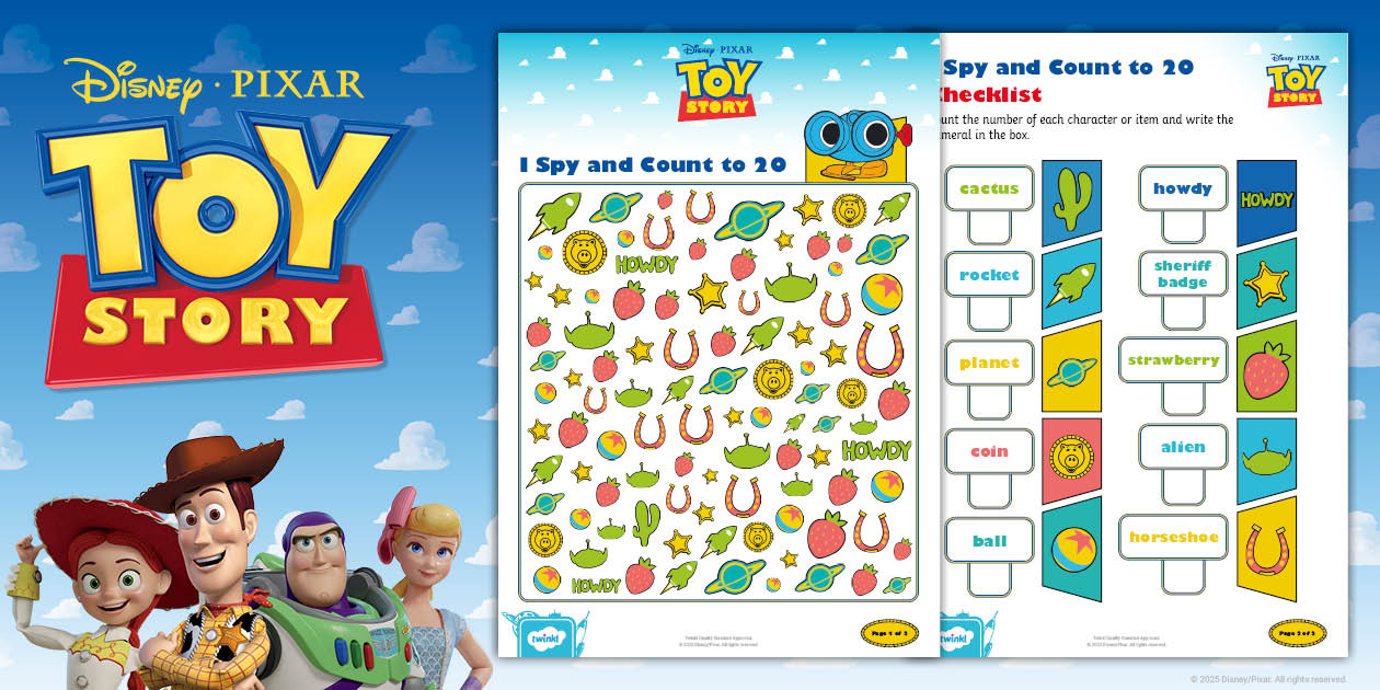 👉 Toy Story Counting: I Spy and Count to 20 - Twinkl