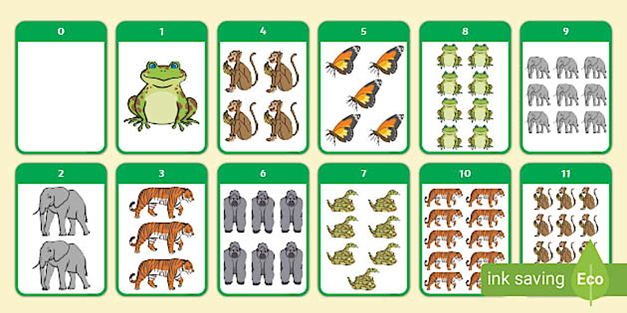 1-20 Jungle-Themed Counting Flashcards (teacher made)