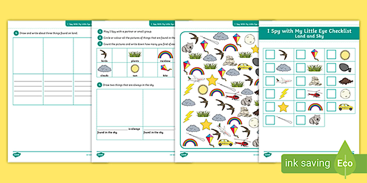 Land and Sky Worksheet I Spy