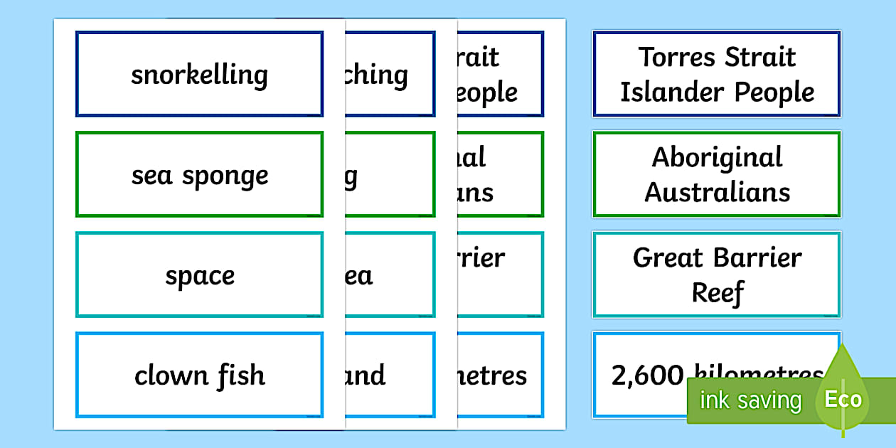 SA Great Barrier Reef Word Cards (teacher made) - Twinkl