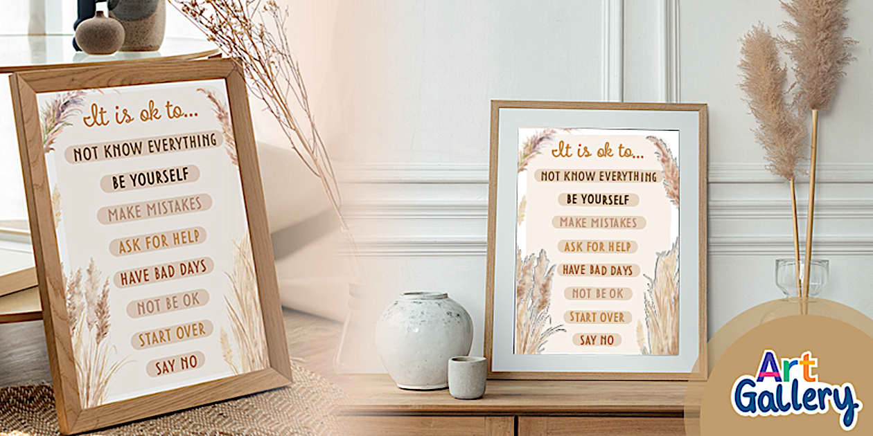 It Is Ok To Positive Affirmations Boho Neutral Poster