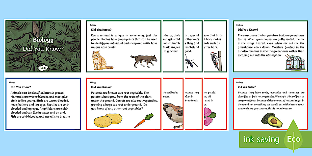 Australia Biological Science Did You Know Fact Cards