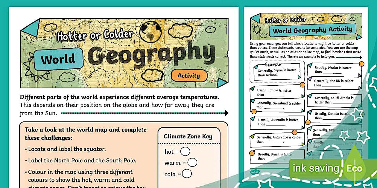 Hotter or Colder Geography Map Activity (Ages 5 - 7)