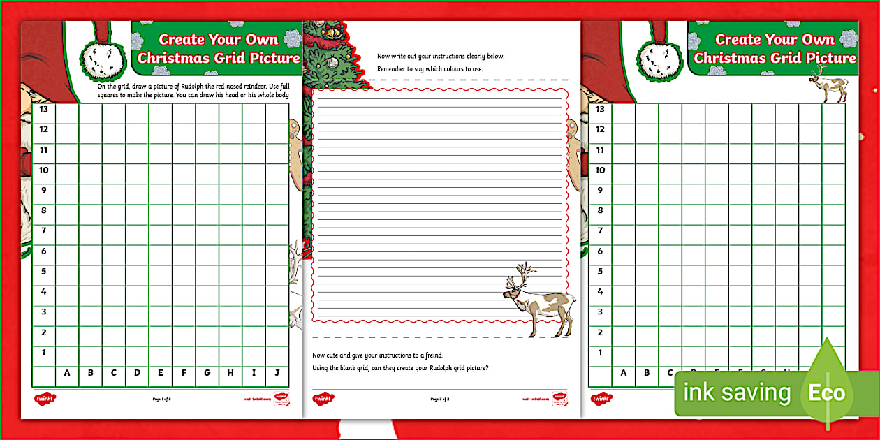 Create Your Own Christmas Grid Picture Activity Sheet