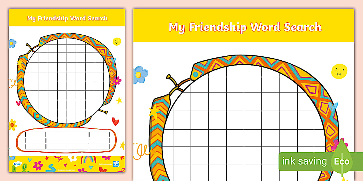 Create Your Own Friendship Word Search (teacher made)