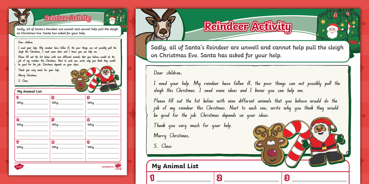 Kiwi Christmas Reindeer Activity (teacher made) - Twinkl