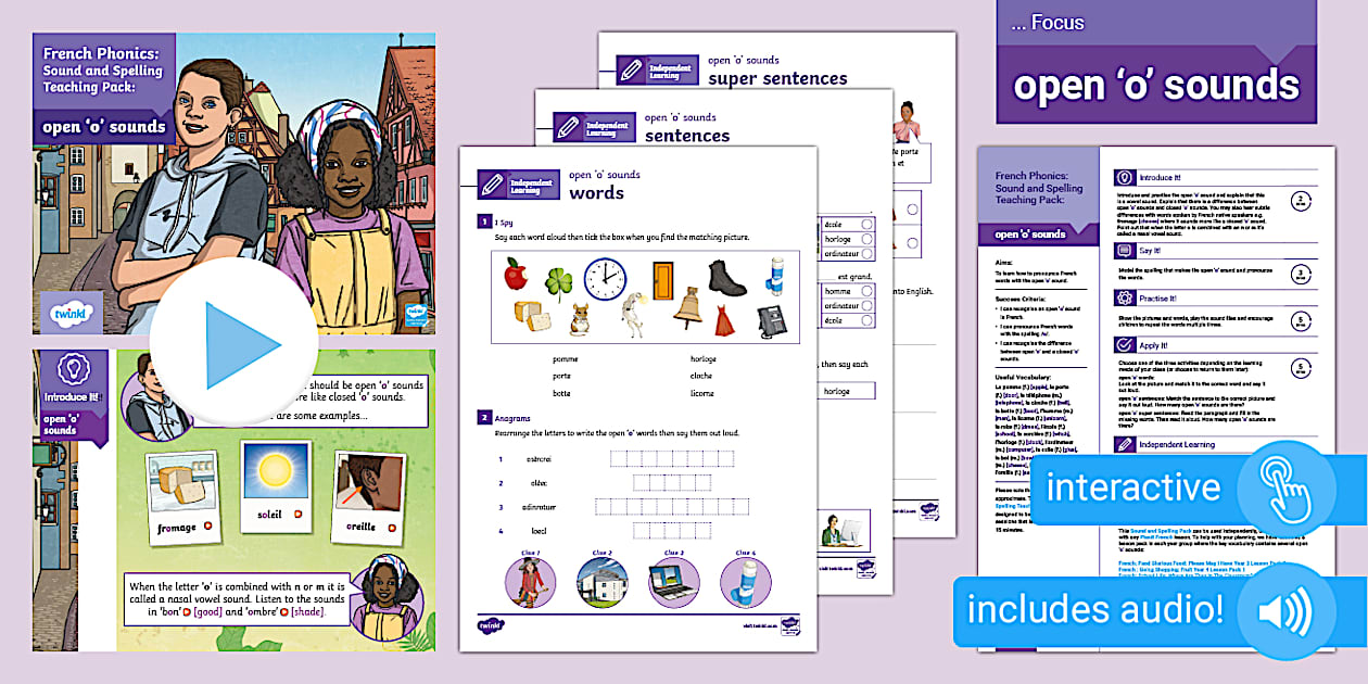 👉 French Phonics: Sound and Spelling Pack: open 'o' sounds