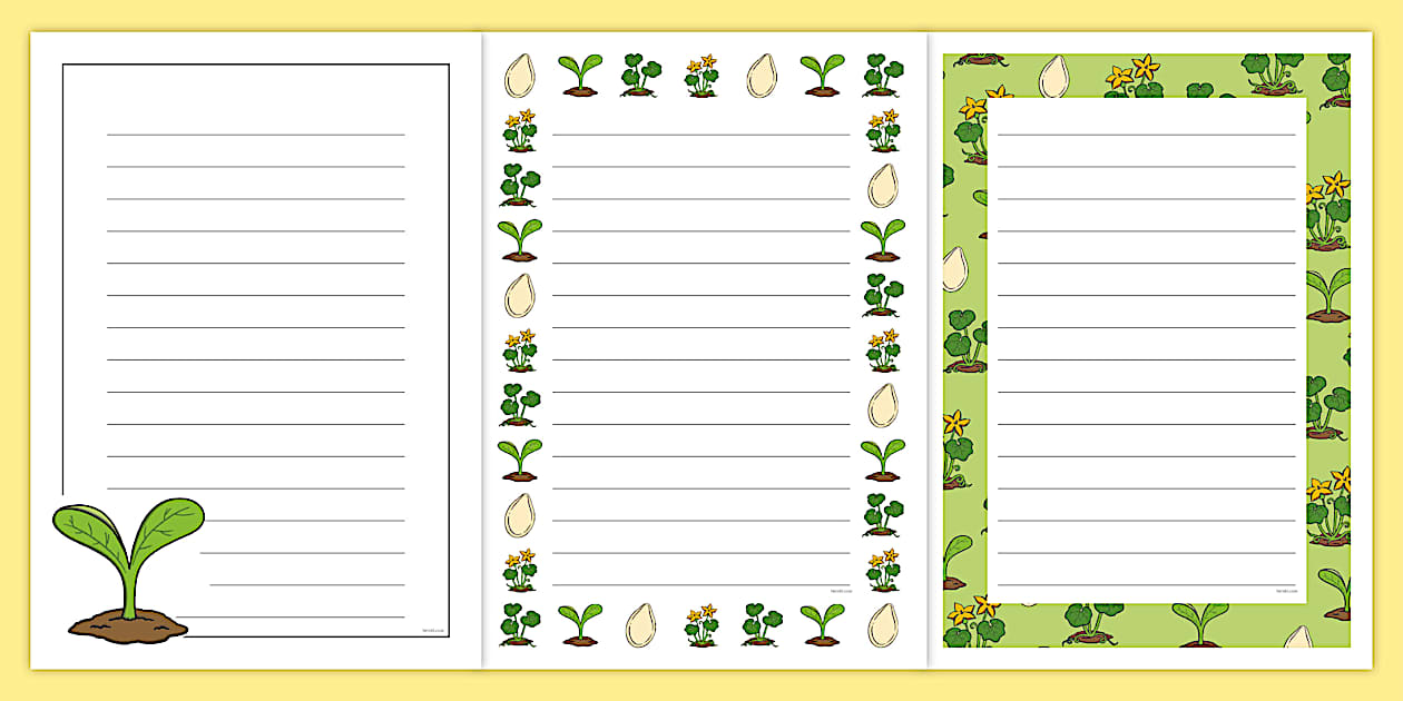 Writing Template with Plant Page Border | Twinkl Resources