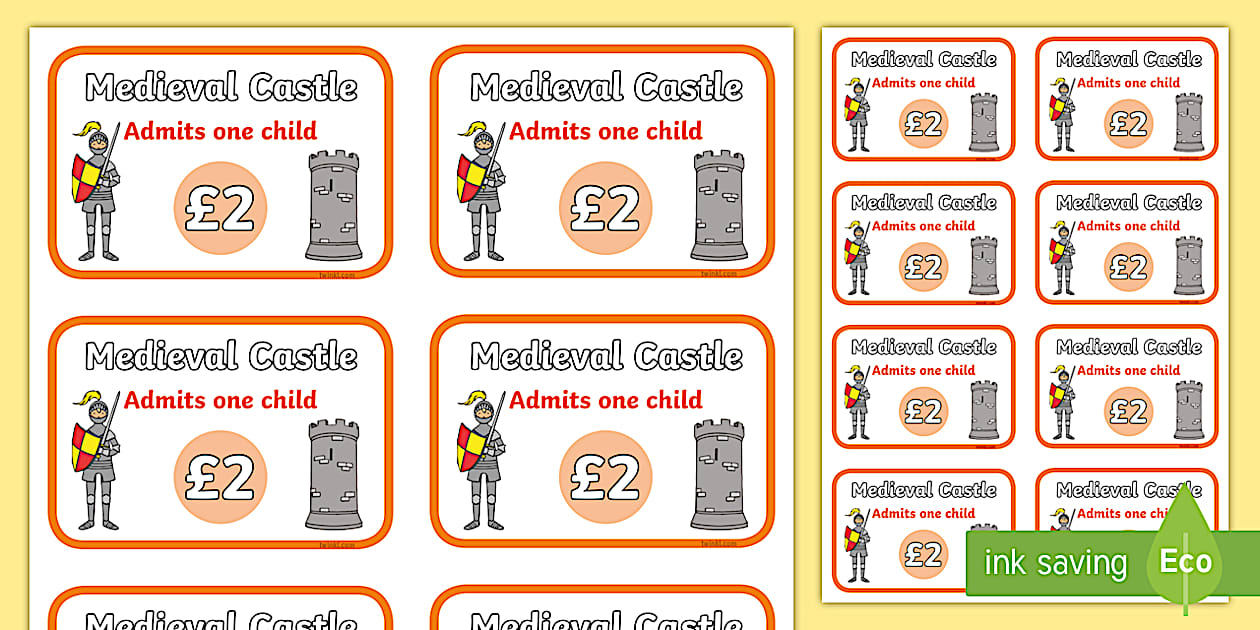 Medieval Castle Role Play Tickets (teacher made) - Twinkl