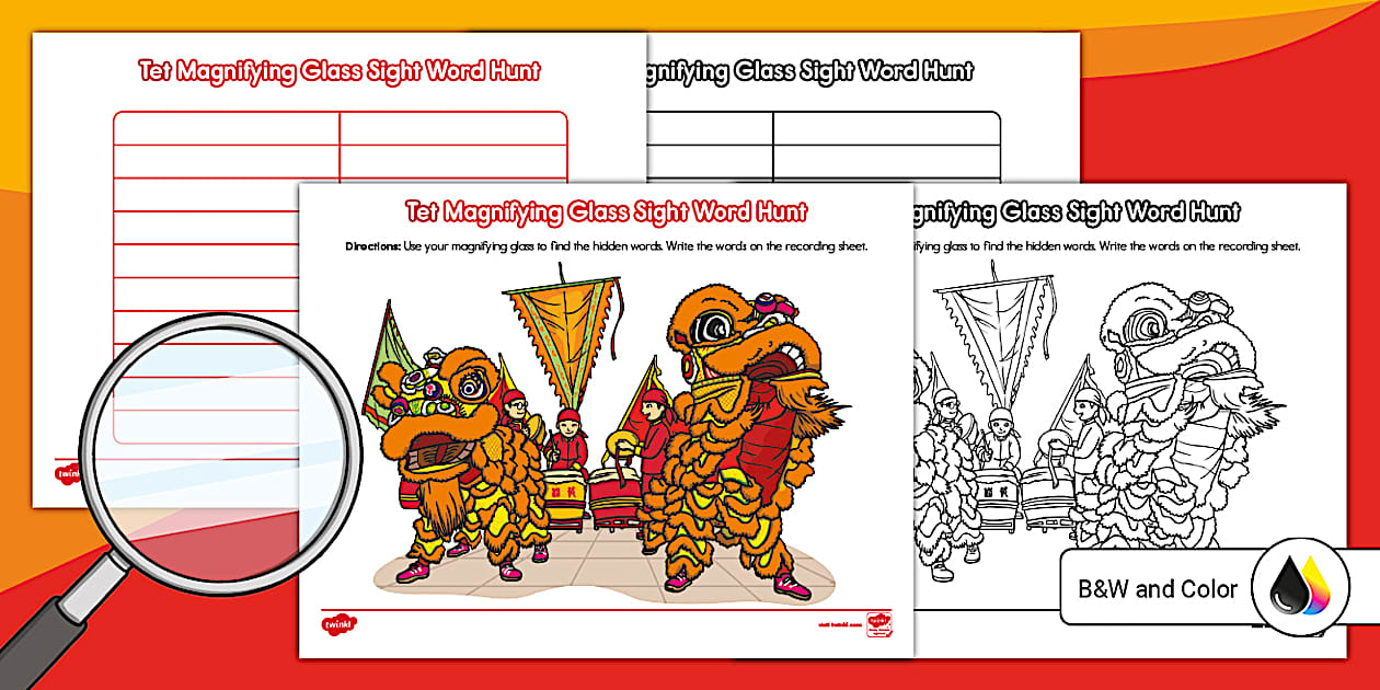 Editable Tet Magnifying Glass Sight Word Hunt for 1st-2nd Grade