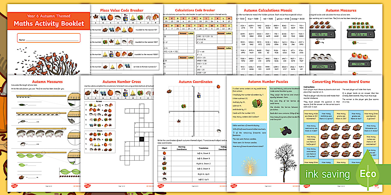 Year 6 Autumn-Themed Maths Activity Booklet (teacher made)