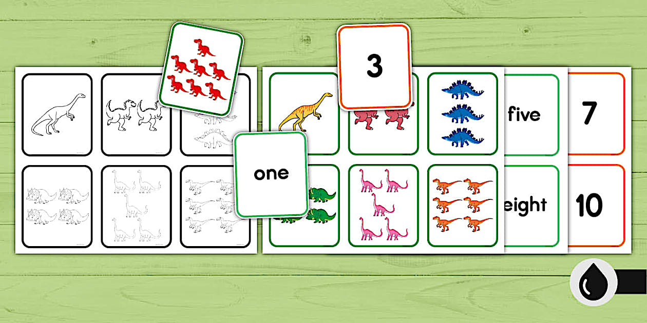 Dinosaur Number Matching Cards (l'enseignant a fait)