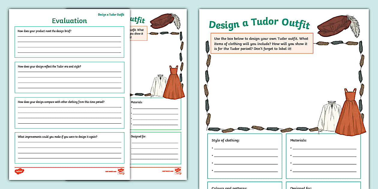 Design a Tudor Outfit Worksheet (teacher made) - Twinkl