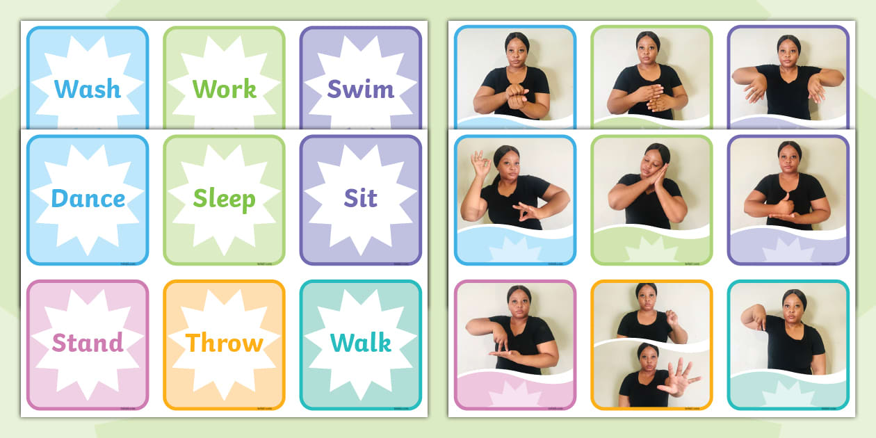 SASL Verbs Photo Matching Cards - Twinkl