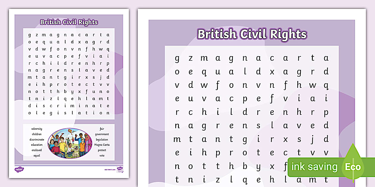 British Civil Rights Word Search (teacher made) - Twinkl