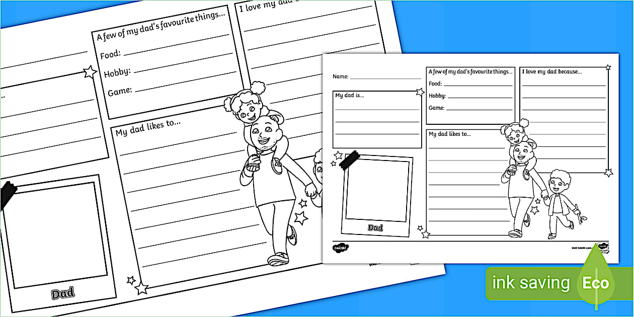 Father's Day About My Dad Writing Frame - Twinkl