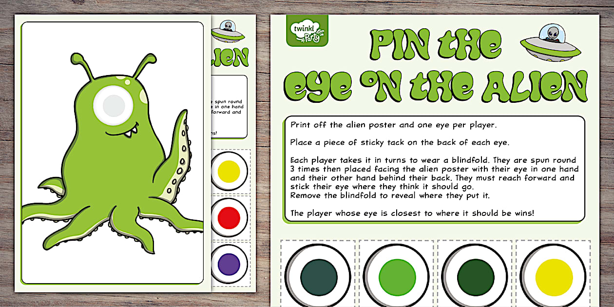 Pin the Eye on the Alien Printable Game | Twinkl Party