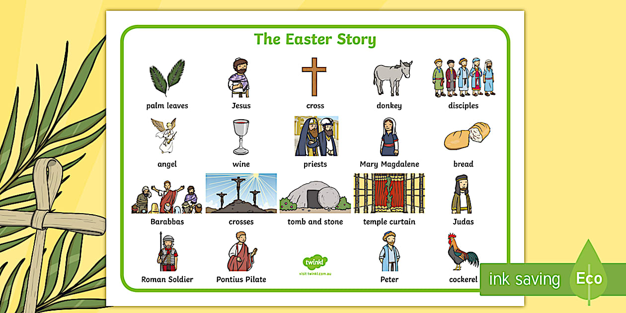 Cursive The Easter Story Word Mat (teacher made) - Twinkl