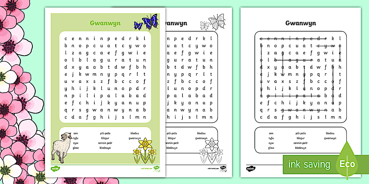 Black and White Chwilair y Gwanwyn (Teacher-Made) - Twinkl