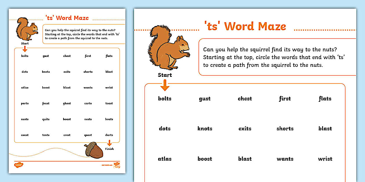 'ts' Word Maze (teacher made) - Twinkl