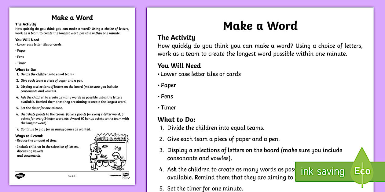 Making Words Activities | KS1 Make a Word Activity - Twinkl