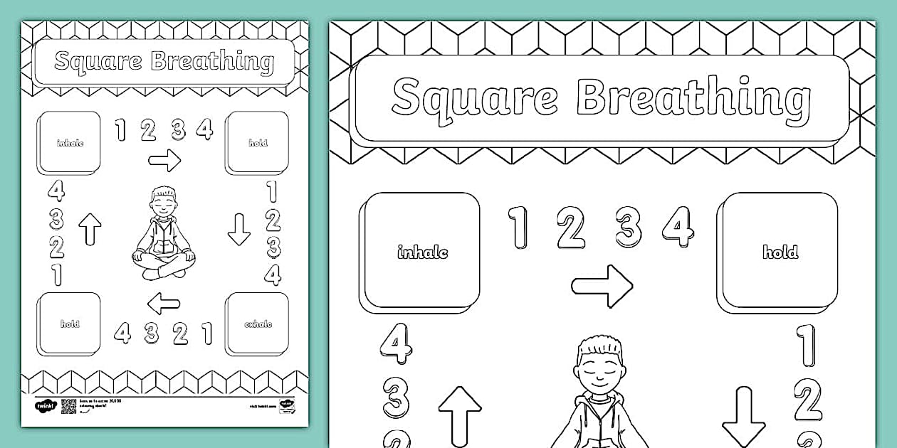 Square Breathing Colouring In Worksheet - Twinkl