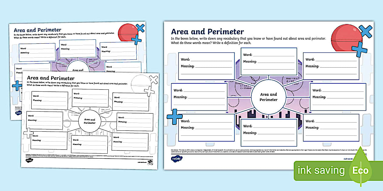 👉 Area and Perimeter Vocabulary Mind Map