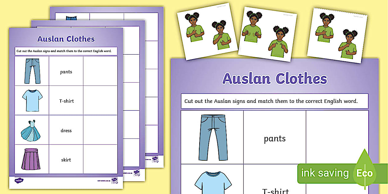 Auslan Clothes Cut and Paste (Hecho por educadores) - Twinkl