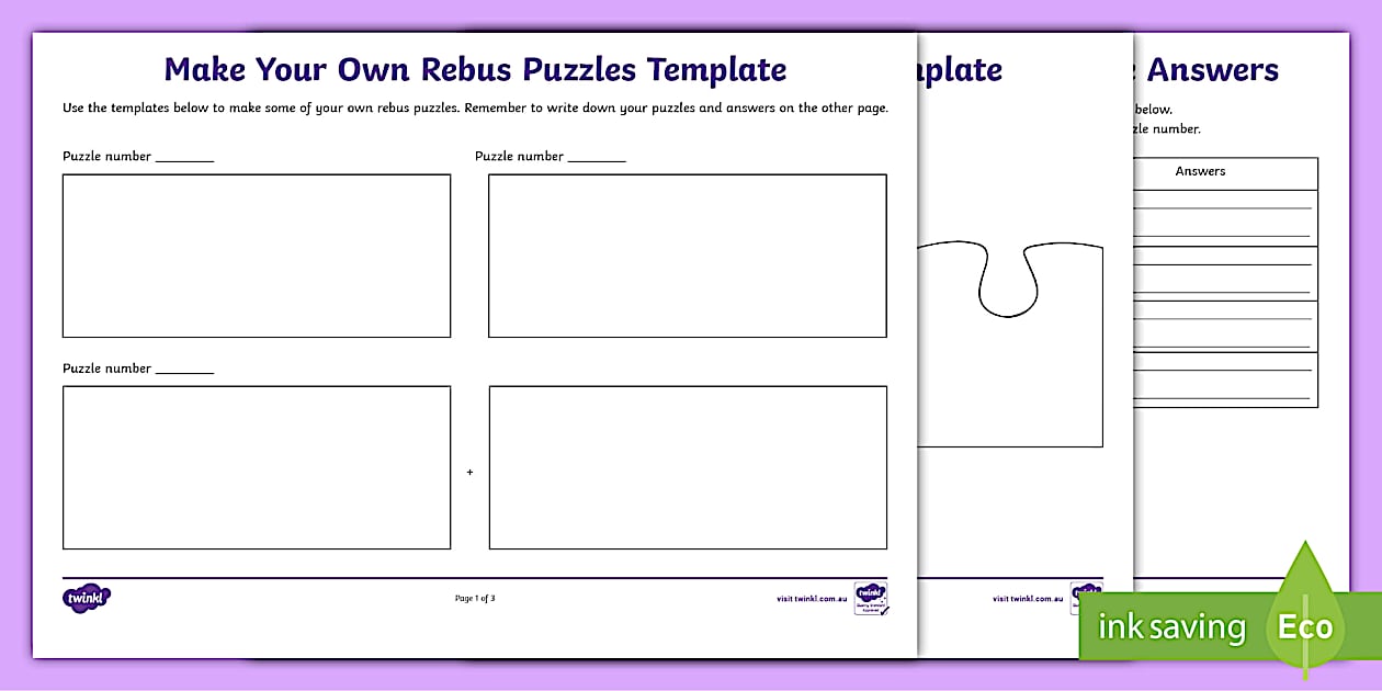 Make Your Own Rebus Puzzles Template | Lateral Thinking