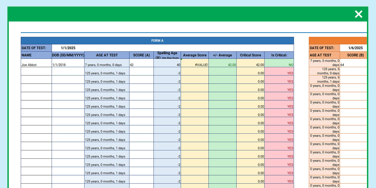 Spelling Age Calculator (l'enseignant a fait) - Twinkl