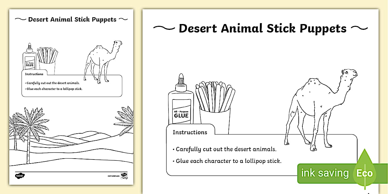 Desert Animal Stick Puppets,desert animals (Teacher-Made)