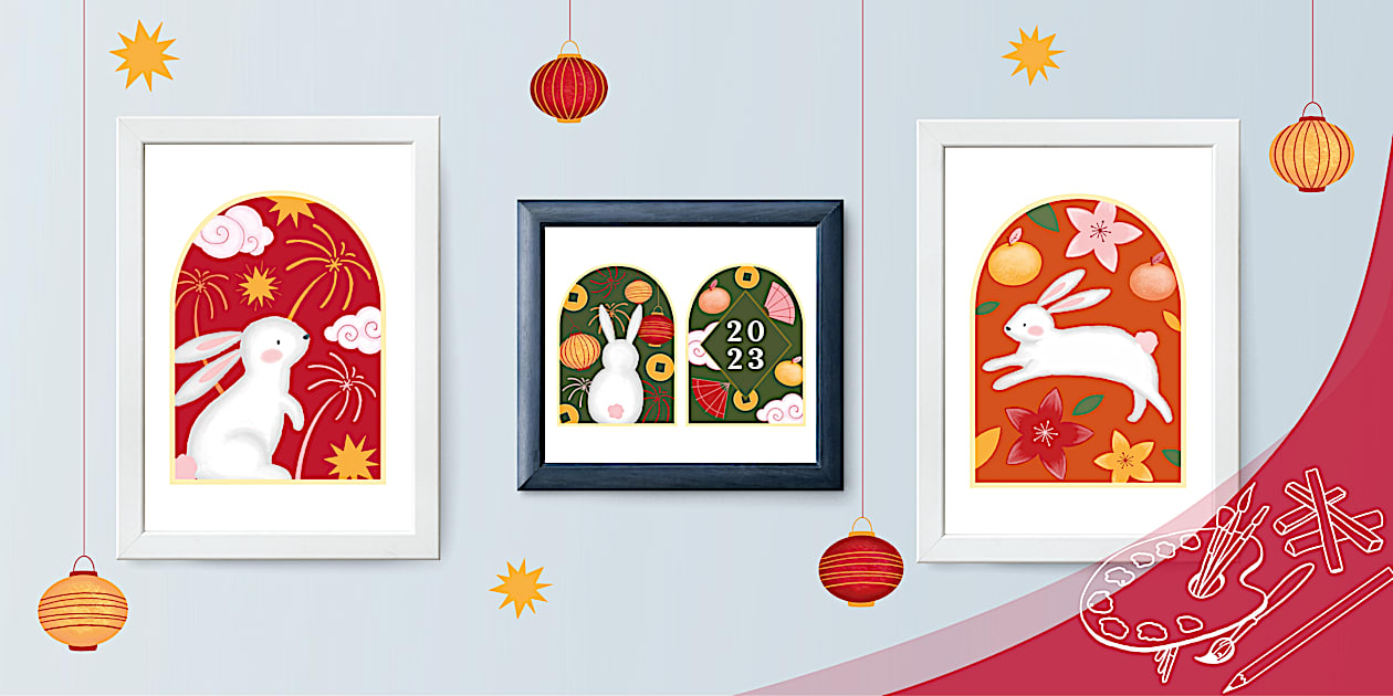 Year of the Rabbit 2023 Lunar New Year Illustrated Posters