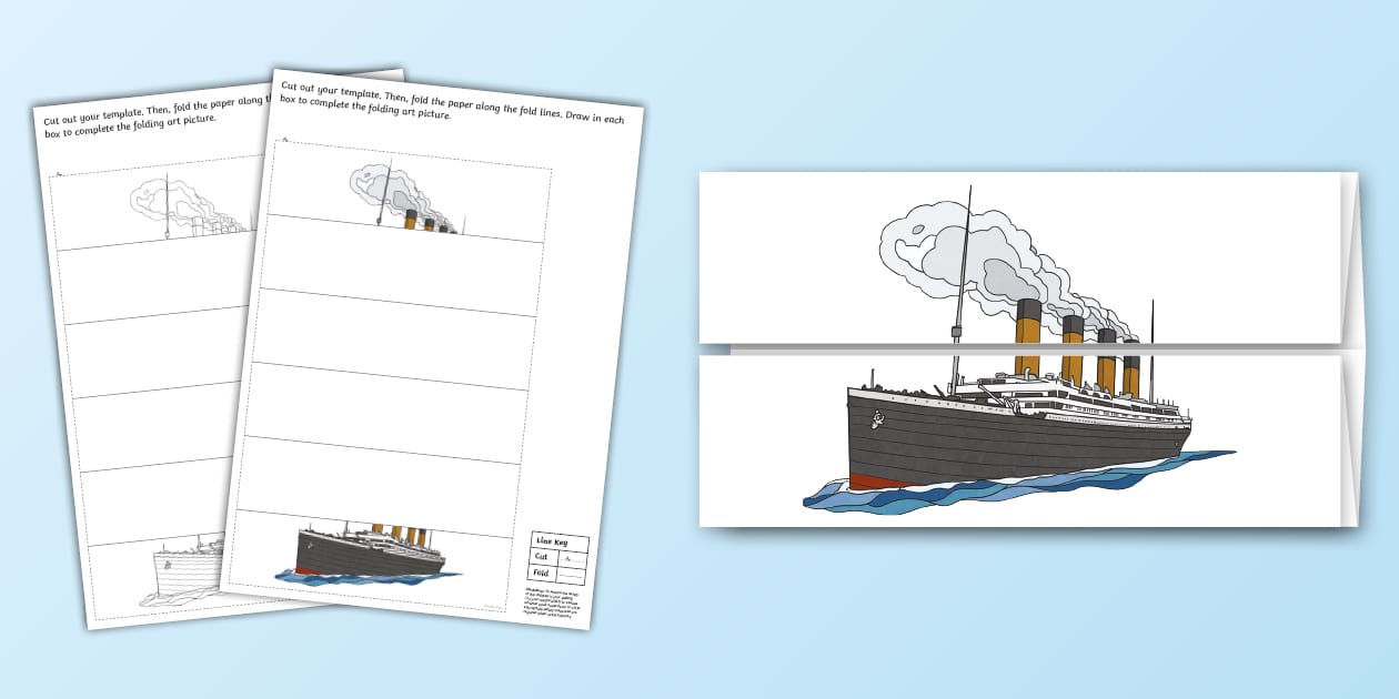 Titanic Folding Art Template - Twinkl History (teacher made)